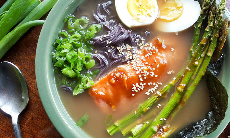 Glazed Salmon Asparagus Ramen Noodle Soup Recipe - Azure Standard